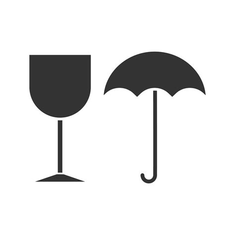 Fragile Glyph Icon Keep Dry Handle With Care Silhouette Symbol Negative Space Vector