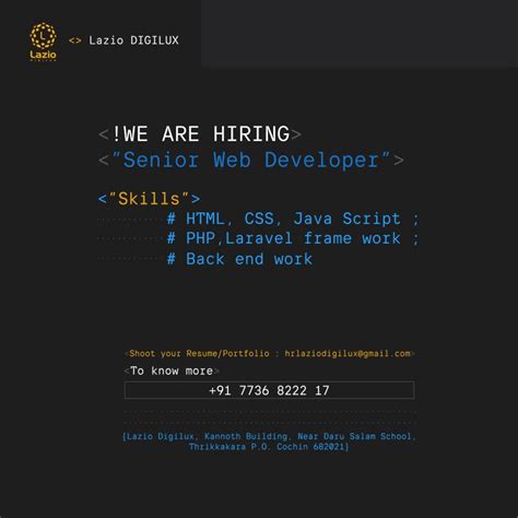 Lazio Digilux Digital Marketing Agency On Linkedin Calling All Senior Web Developers Ready