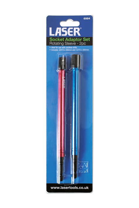 Laser Tools 6984 Socket Adaptor Set Rotating Sleeve 3 8d 1 2d 2pc