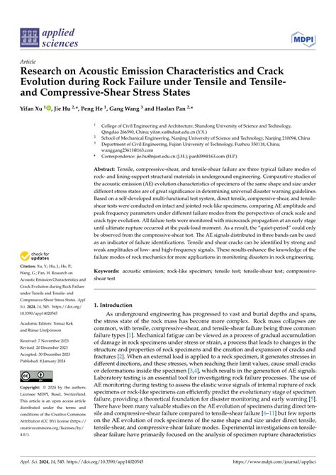 Pdf Research On Acoustic Emission Characteristics And Crack Evolution