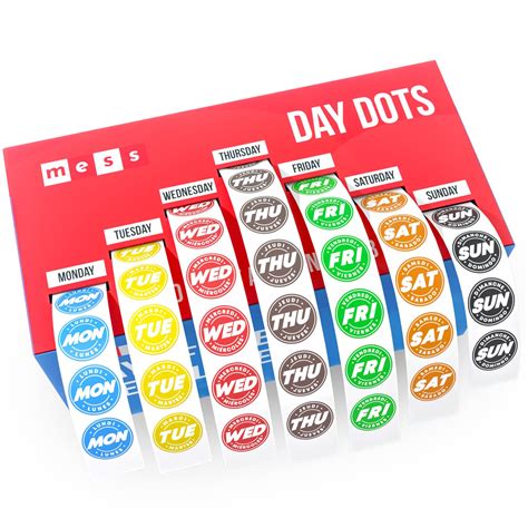 Buy MESS Days Of The Week Stickers Day Dots Food Labels 3 4 7000