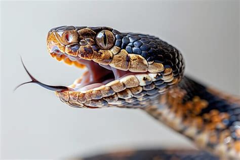 Premium Photo A Snake Striking With Its Fangs Exposed