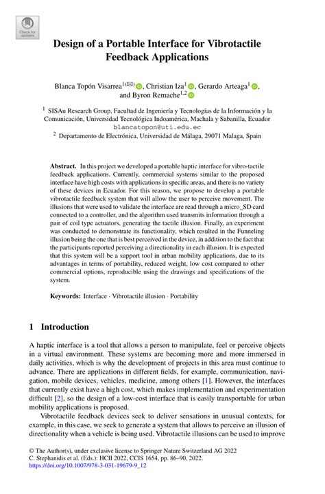 Pdf Design Of A Portable Interface For Vibrotactile Feedback Applications
