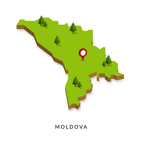몰도바 간단한 3d 지도 벡터 일러스트 레이 션의 아이소메트릭 지도 프리미엄 벡터