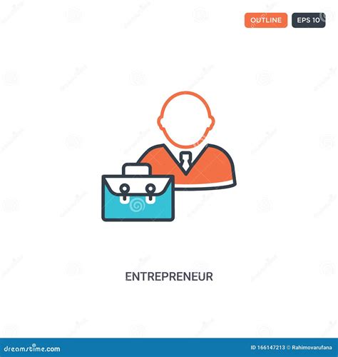 2 Color Entrepreneur Concept Line Vector Icon Isolated Two Colored