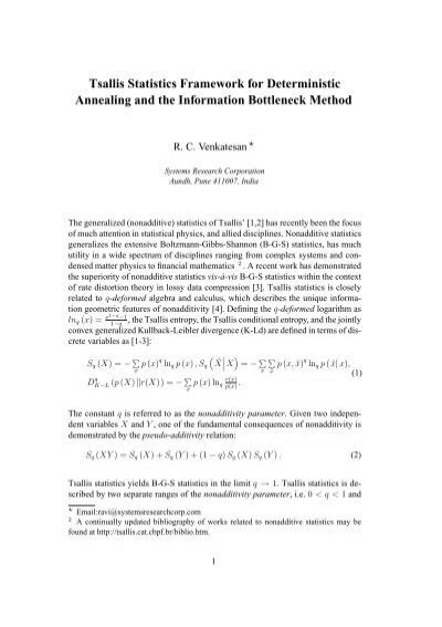 Tsallis Statistics Framework For Deterministic Annealing And The