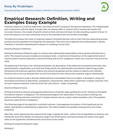 Empirical Research Definition Writing And Examples Essay Example