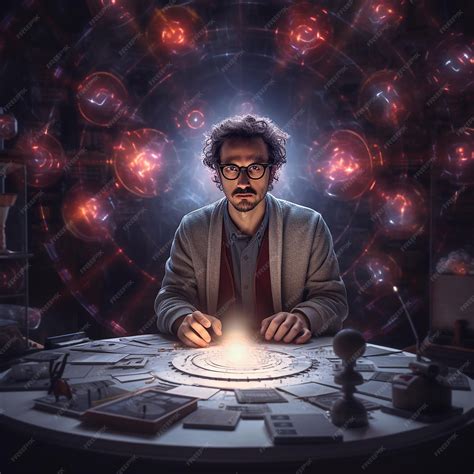 Focused Quantum Physicist Portrait Rendering Premium Ai Generated Image