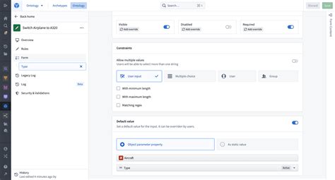 Action Types Parameters Set Parameter Default Value Palantir
