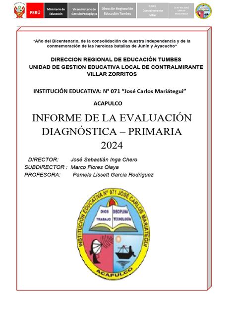 Informe EvaluaciÓn DiagnÓstica Pdf Evaluación Educación Primaria