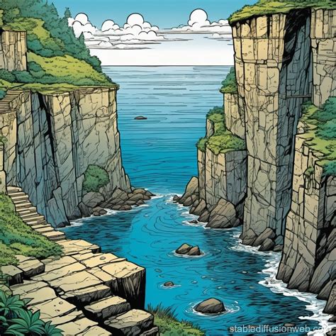 Cliffside Passage Map With Water Feature Stable Diffusion Online