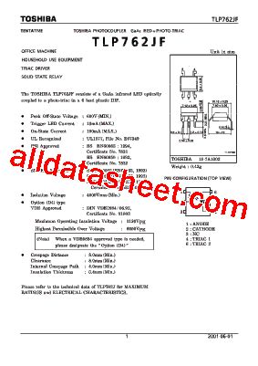 TLP762JF Datasheet(PDF) - Toshiba Semiconductor