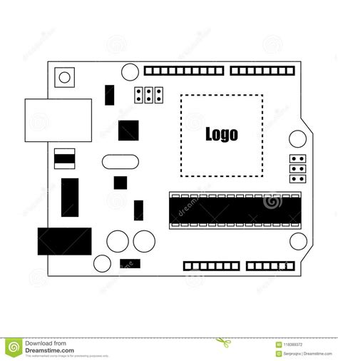 DIY Electronic Uno Board With A Microcontroller Stock Vector Illustration Of Programming