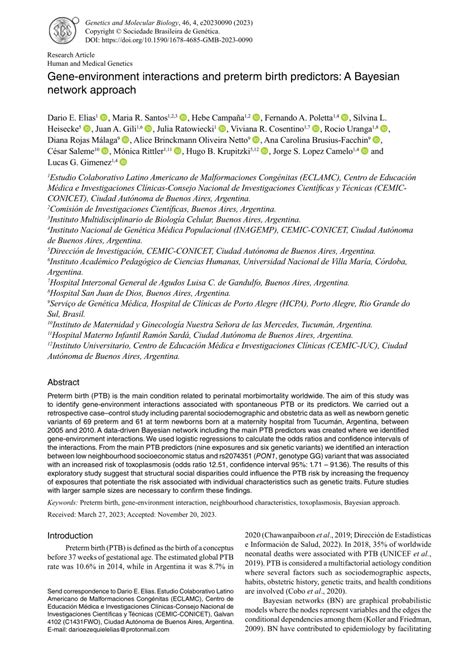 Pdf Gene Environment Interactions And Preterm Birth Predictors A Bayesian Network Approach