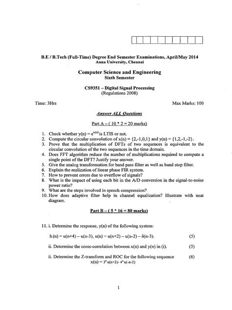dsp question paper pdf pdf low pass filter digital signal processing
