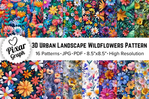 3d Urban Landscape Wildflowers Pattern Graphic By Pixargraph · Creative Fabrica