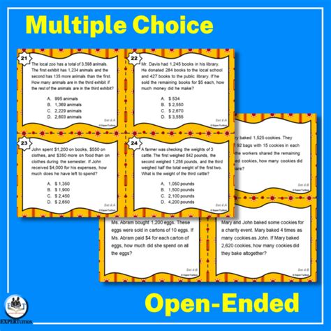 Multiple Step Word Problems Task Cards Set 4 ExperTuition