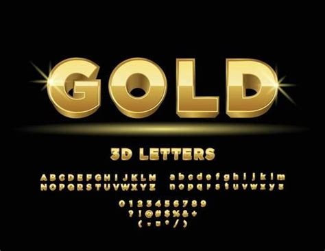 3d Gold Alphabet Letters Numbers And Symbols 3d Font Abc A To Z