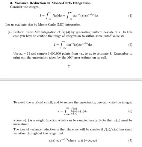3 Variance Reduction In Monte Carlo Integration