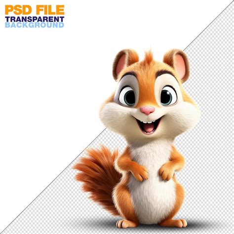 Cute And Smiling Cartoon Squirrel Premium Ai Generated Psd