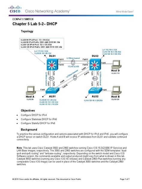 Chapter 5 Lab 5 2 Dhcp Topology Pdf I Pv6 Ip Address