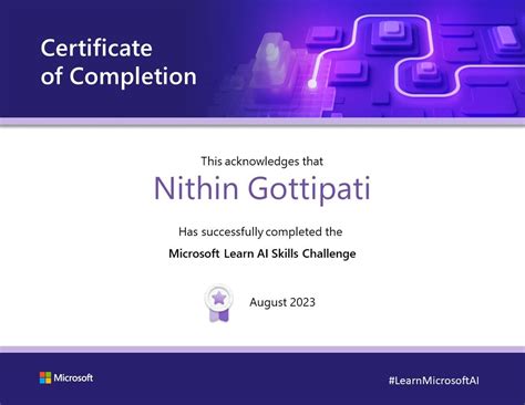 Learnmicrosoftai Microsoft Ai Microsoftlearn Aiandml Skills Challenge Nithin Gottipati