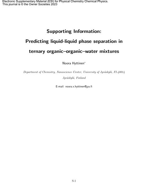 Pdf Predicting Liquid Liquid Phase Separation In Ternary Organic