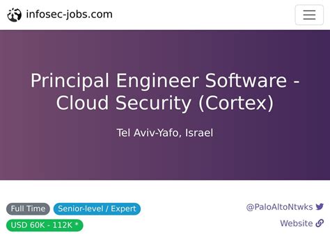 [hiring] principal engineer software cloud security cortex in tel