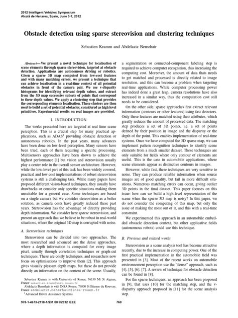 Obstacle Detection Using Sparse Stereovision And Clustering Techniques 005 Pdf