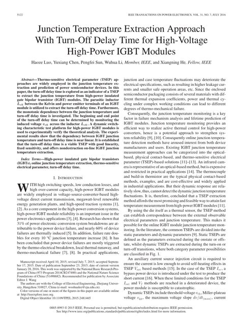 Pdf Junction Temperature Extraction Approach With Turn Off Delay Time