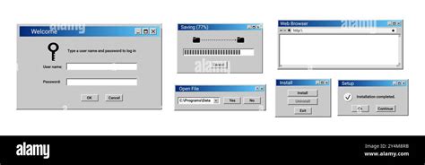 Old User Interface Windows Retro Loading Window Open File Panel In