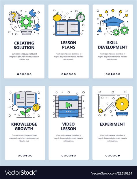 Web Site Linear Art Onboarding Screens Royalty Free Vector