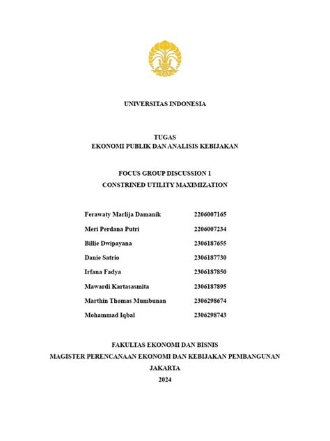 Fg1 Constrained Utility Maximization Kelas46a Pdf