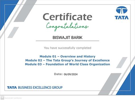 Completed Tata Business Excellence Beam Module Biswajit Barik Posted On The Topic Linkedin
