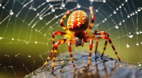 Premium Photo Closeup Of Spider On A Web Wild Spider Spider On