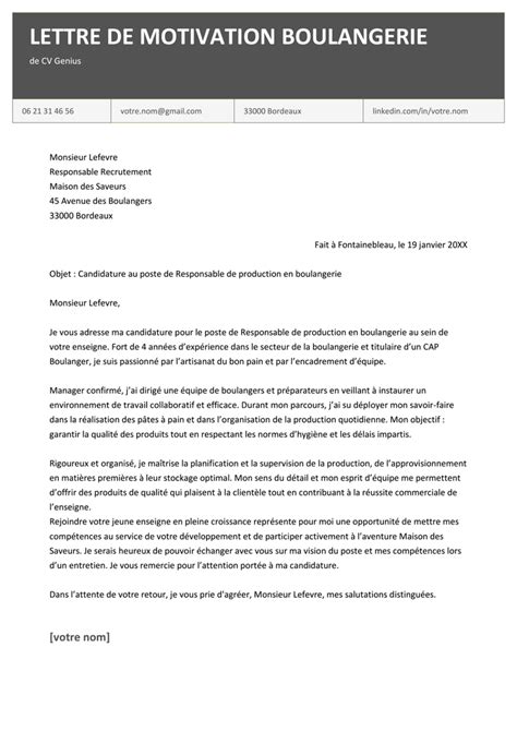 Modèle Et Exemples De Lettre De Motivation Boulangerie