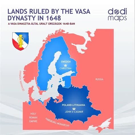 Lands Ruled By The Vasa Dynasty In 1648 By Maps On The Web
