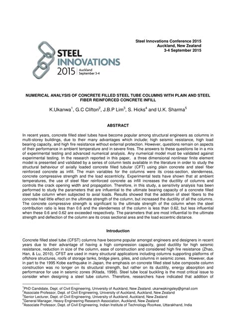 Pdf Numerical Analysis Of Concrete Filled Steel Tube Columns With