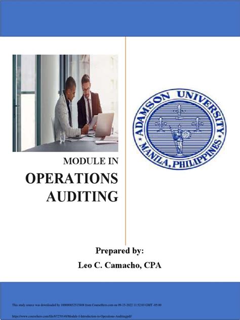 Chapter 1 Introduction To Operations Auditing Pdf Internal Audit