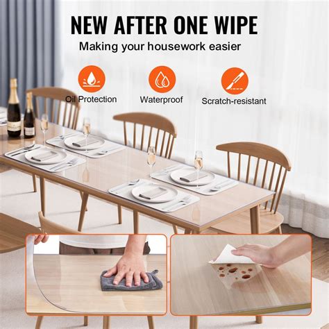 Vevor Pvc Table Protector — 42x96in Clear Plastic Desk Mat