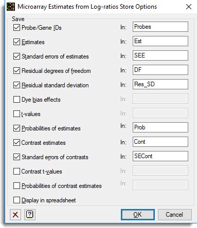Store Microarray Estimates From Log Ratios Genstat Knowledge Base 2024