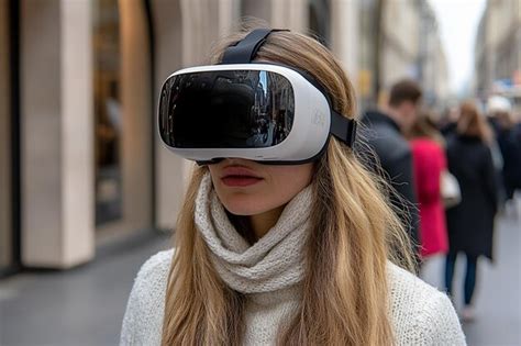 Woman Using Augmented Reality Technology Premium Ai Generated Image