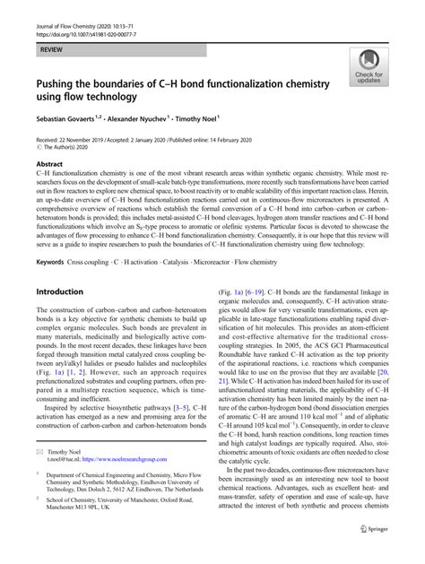Pdf Pushing The Boundaries Of C H Bond Functionalization Chemistry Using Flow Technology