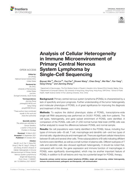 Pdf Analysis Of Cellular Heterogeneity In Immune Microenvironment Of