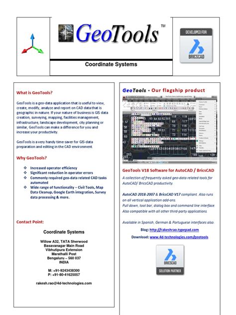 Brochure Geotools En Cs Pdf Geographic Information System Auto Cad
