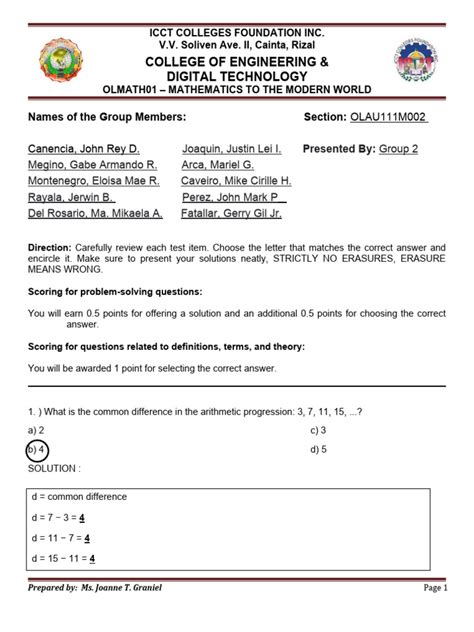 Problem Set Math01 2 Revised Pdf Level Of Measurement Sampling