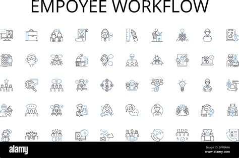 Empoyee Workflow Line Icons Collection Roductivity Streamlining Effectiveness Optimization