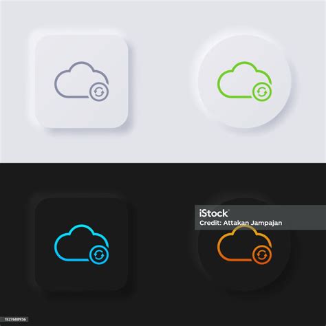 회전 화살표가 있는 구름 아이콘 웹 디자인을 위한 다색 뉴모피즘 버튼 소프트 Ui 디자인 애플리케이션 Ui 등 아이콘 세트 버튼 벡터 3차원 형태에 대한 스톡 벡터 아트 및