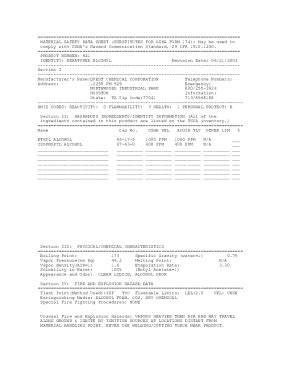 Fillable Online Sample Material Safety Data SheetOccupational