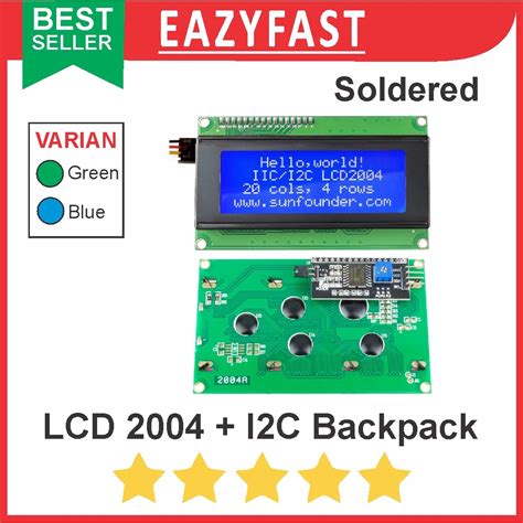 Jual Lcd 2004 20x4 204 Blue Green I2c Iic Backpack Lcd Module